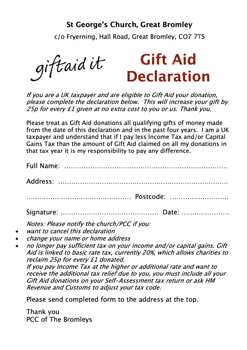 Donations to St George’s Gt Bromley Repair Fund | Great Bromley